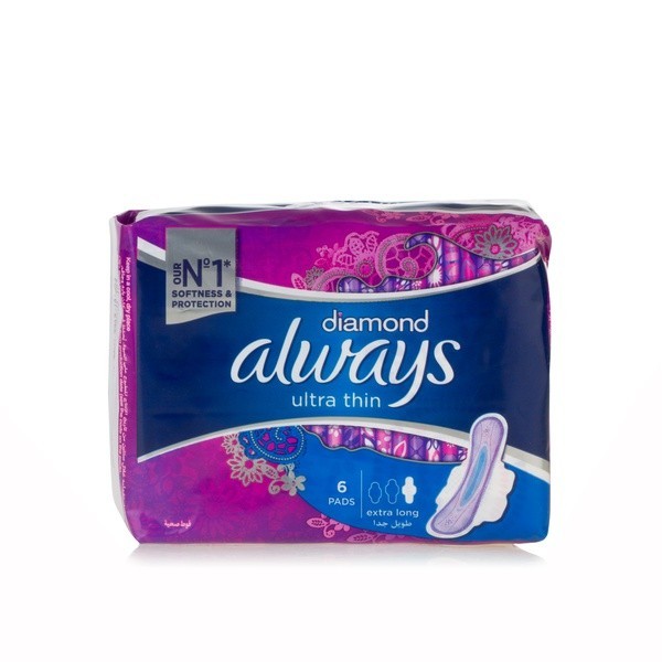 Always Diamond Ultra-Long Ultra-Slim Hygienic 6 Packs – Makkah Pharmacy